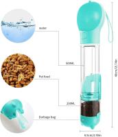 China 4 In 1 500ml Dog Travel Water Bottles Leak Proof Dog Water Food Dispenser for sale