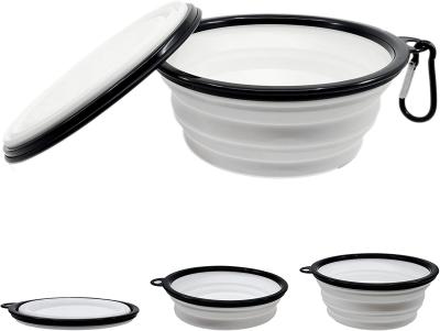 China Foldable Dog Water Bowl Collapsible Expandable With Carabiner BPA Free Portable Dog Food Bowl for sale