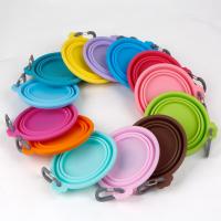 China Non Slip Collapsible Travel Silicone Dog Food Bowl Colorful Puppy Food Bowl for sale