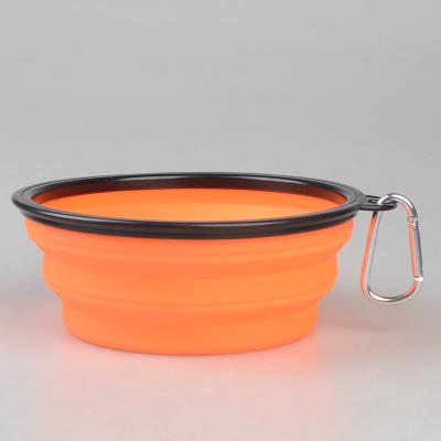 China 16oz Portable Foldable Dog Bowl Pet Food Dishes With Carabiner For Traveling Walking Pet Dog Bowl for sale