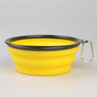 China 16oz Portable Foldable Dog Bowl Pet Food Dishes With Carabiner For Traveling Walking Pet Dog Bowl for sale