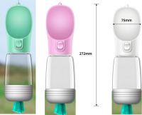 China Outdoors Portable Pet Dogs Travel Water Bottle 350ml OEM With B Poop Bags Dispenser for sale