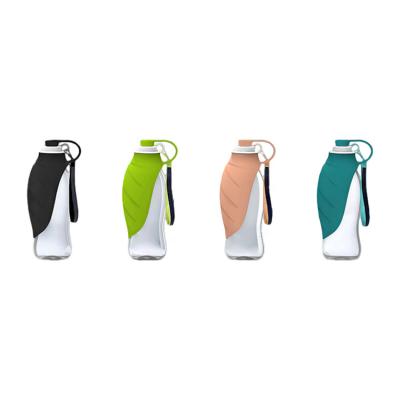 China Leaf Shape Portable Pet Dog Water Bottle 20Oz Pet Dog Travel Water Bowl Bottle for sale