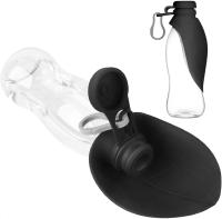 China Portable BSCI Silicone Dog Water Bottle 580ML With Bone Poop Bag Dispenser for sale
