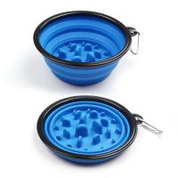 China SEDEX custom Collapsible Dog Food Bowl Pet Slow Feeder With Carabiners 12oz for sale
