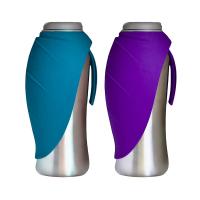 China Silicone Leaf Shaped Bowl Portable Pet Water Bottle Stainless Steel Puppy Hot Water Bottle for sale
