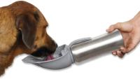 China Stainless Travel Pets Dog Hot Water Bottle With Silicone Flip Up Bowl 42oz / 1200mL for sale