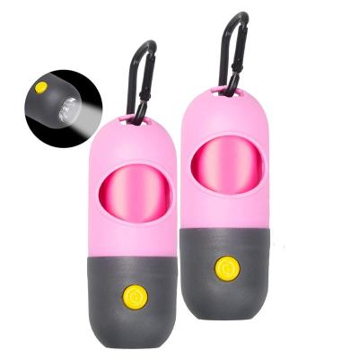 China LED Flashlight Puppy Poop Bag Dispenser Holder PE With 15 Leak Proof Waste Bags for sale