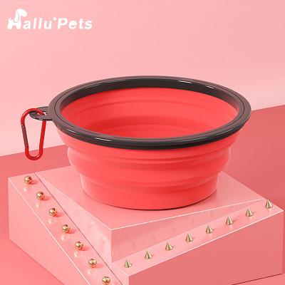 China Collapsible Solid Travel Dog Feeding Supplies Foldable Pet Accessories Carabiner for sale