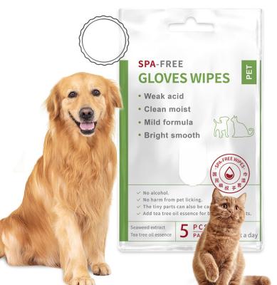 China Non Woven Clean Wipes Washing Cat Spa Free Herbal Glove Five Fingers Message for sale