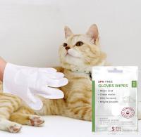 China 5 PCS Disposable No Rinse Pet Cleaning Gloves for Face Body Ear Paws and Butt for sale