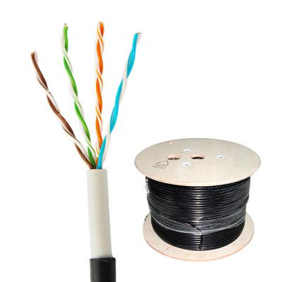 China UTP Cat 5e Outdoor Network Cable 24AWG 1000FT Solid Copper PE+PVC Waterproof Ethernet Cable for sale
