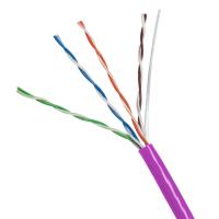 China Cat5e Ethernet Cable 1000ft Spool 24AWG Solid Copper 100MHz UTP Network Cable Purple for sale