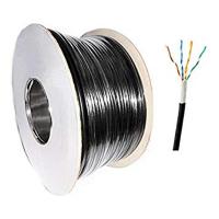 China ITI-LINK Cat5e Outdoor Waterproof Network Cable 24AWG 500FT Black PE+PVC Double Layer Shielded for sale
