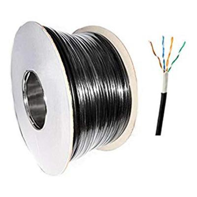 China ITI-LINK Cat5e Outdoor Waterproof Network Cable 24AWG 500FT Black PE+PVC Double Layer Shielded for sale