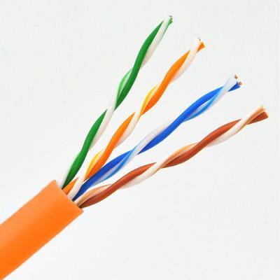 China 1000FT Cat5e UTP Network Cable 24AWG Solid Copper 350MHz Orange PVC for High-Speed Data Transmission for sale