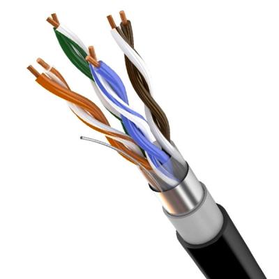 China Cat5e FTP Outdoor Network Cable 24AWG Solid Copper 1000FT PE+PVC Jacket 100MHz for sale