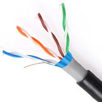 China CAT5E FTP 24AWG Outdoor Ethernet Cable - 0.515mm Copper Solid Conductor, 1000ft Length, Black PE+PVC Jacket for sale
