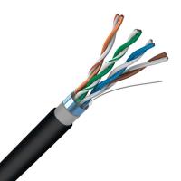 China CAT5E FTP Outdoor Ethernet Cable 1000ft 0.50mm Bare Copper 24AWG Black PE+PVC Shielded Network Cable for sale
