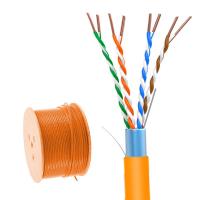 China Cat5e FTP 24AWG 0.55mm Bare Copper Cable - 1000ft Orange PVC Jacket with Fluke Certification for sale