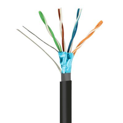 China 24 AWG CAT5E FTP Outdoor Ethernet Cable 1000ft 100MHz Solid Copper PE Jacket UL/ETL Certified for sale