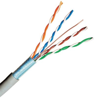 China CAT5e FTP 24 AWG 0.515mm Copper Ethernet Cable 1000ft Gray - 100MHz 1Gbps Shielded Network Cable for sale