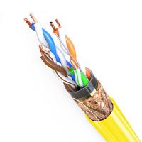 China Cat5e SFTP 24AWG Copper Ethernet Cable 500FT Yellow PVC Jacket 100MHz Shielded Network Cable for sale