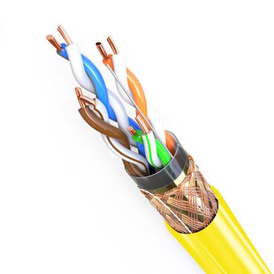 China Cat5e SFTP 24AWG Copper Ethernet Cable 500FT Yellow PVC Jacket 100MHz Shielded Network Cable for sale