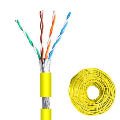 China CAT5e SFTP Ethernet Cable 1000FT 24AWG Pure Copper 100MHz Yellow PVC Network Cable for sale