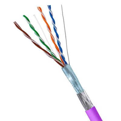 China 24AWG SFTP CAT5E Shielded Ethernet Cable 500FT 100MHz Purple PVC Jacket for LAN Networks for sale