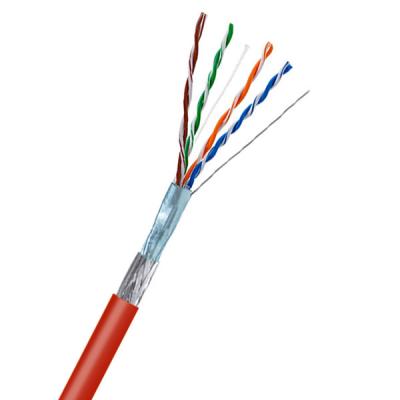 China CAT5e SFTP 24AWG 0.510mm Bare Copper Red PVC Jacket Data Cable 305m 100MHz for High-Speed Networking for sale