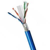 China Cat6 FTP 23AWG Solid Bare Copper Network Cable 1000FT Blue - 10Gbps Speed, EMI Shielding for sale