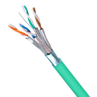 China CAT6A FFTP 23AWG 550MHz Ethernet Cable 1000ft with Green PVC Jacket for 10Gbps Networks for sale