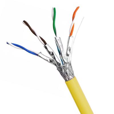 China Bulk CAT7 SFTP Network Cable 0.585mm 23AWG 600MHz 1000ft Yellow for 10Gbps Data Transmission for sale