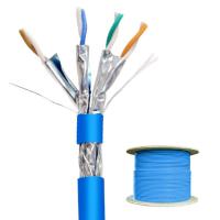China CAT7 SFTP Ethernet Cable 0.570mm 23AWG 1000Ft Blue PVC Jacket 600MHz 10Gbps Network for sale