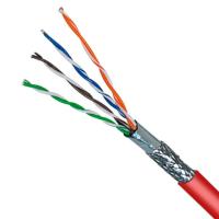 China Red LSZH CAT5E SFTP Ethernet Cable 24AWG 100MHz 1000ft Shielded Copper Network Cable for sale