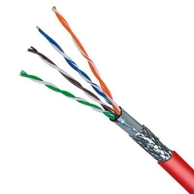 China Red LSZH CAT5E SFTP Ethernet Cable 24AWG 100MHz 1000ft Shielded Copper Network Cable for sale