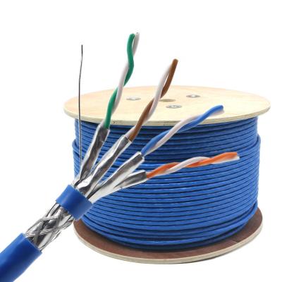 China SFTP CAT7A 23AWG Shielded Ethernet Cable 1000MHz 10Gbps Bulk Blue Network Cable for sale