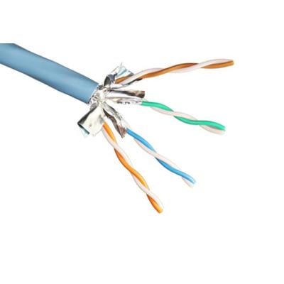 China CAT6A UFTP 23AWG Solid Copper CMR Plenum Cable 1000ft Blue PVC for Data Center for sale