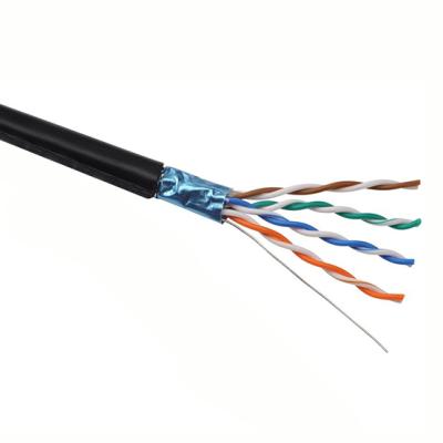 China CAT5E FTP Shielded LAN Cable Black LSZH Solid Copper for Data Center & Industrial Network for sale