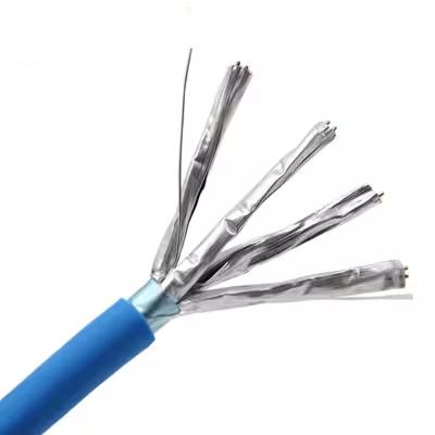 China CAT6A FFTP Cable 23AWG LAN Cable 10Gbps Solid Copper Industrial Network Cable for sale