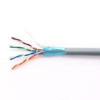 China CAT5E FTP Cable Shielded LAN Cable Solid Copper LSZH Data Center Industrial Network Cable Grey for sale