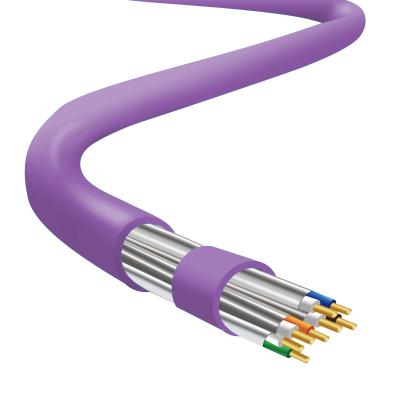 China CAT6A U/FTP Shielded LAN Cable 10Gbps Solid Copper LSZH PVC Purple for Data Centers for sale