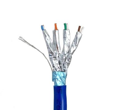 China CAT6A FFTP Shielded LAN Cable 1000Ft 23AWG Solid Copper LSZH 10Gbps Data Center Cable Blue for sale