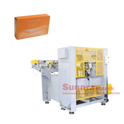 China Automatic Width Adjustable Square Irregular Chocolate Tin Box Locking Machine 40-50cpm for sale