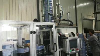 China Steel Pail Palletizing Machine for 10-25L Conical Pails with 45 CPM Speed and 2700mm Stacking Height for sale