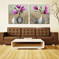 China Vase Flowers Two Panels Spray Painting On Canvas Customized Beautiful Design for sale