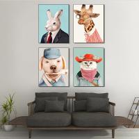 China Cute Dogs Canvas Prints Wall Decoration Four Panels Popular Home Decor for sale