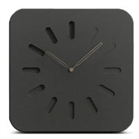 China Black Grey Square Wooden Wall Clock For Living Room Or Office for sale