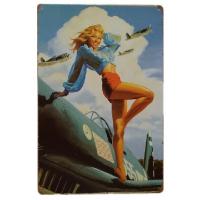 China Vintage Sexy Lady Pin Up Girl Painting Tin signs, Metal Plate Art Poster, Wall Sticker Bar Coffee House Cafe Home Decor for sale